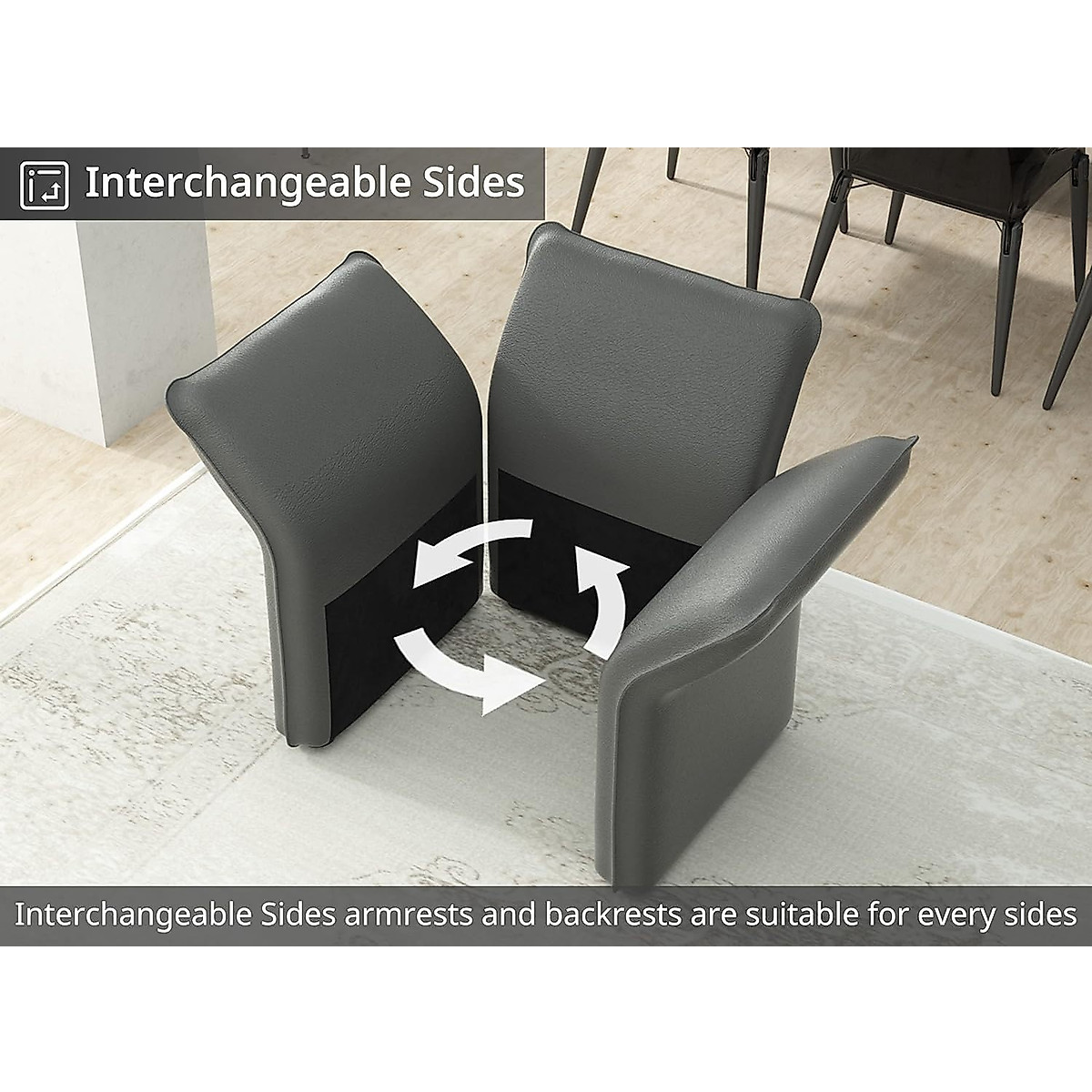 LLappuil Reversible Sectional Sofa Modern Modular Sectional Couch with Chaise L Shaped Corner Sectional 8 Seater with Storage Seats,Memory Foam,Modular Sofa for Small Space,Living Room,Dark Grey