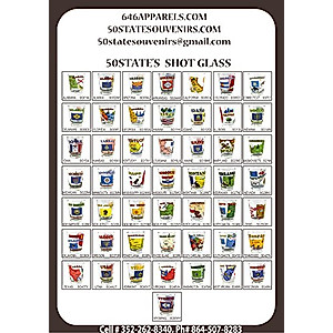 Souvenir Shot Glass 50 States Alabama - AL to Wyoming - WY. (50 shot glass, collection).