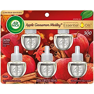 Air Wick Plug in Scented Oil Refill, Apple Cinnamon Medley, 5ct, Air Freshener, Essential Oils