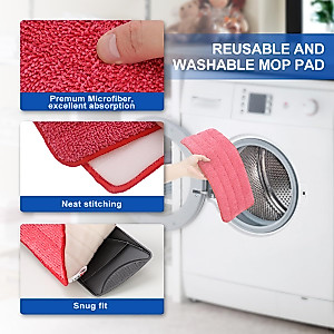 LANMU 3 Pack Microfiber Mop Pads and 2 Pack Scrubbing Pads Compatible with Rubbermaid Reveal Spray Mop,16.5" x 5.5" Reusable Replacement Head Cleaning Refills