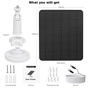 Solar Panel for Ring Doorbell, 6W Solar Panel Compatible with Ring Video Doorbell 2, Video Doorbell 3, Video Doorbell 3+, Video Doorbell 4 and Video Doorbell Plus