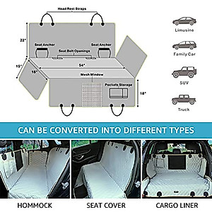 Lassie Dog Car Seat Covers for Back Seat Waterproof with Mesh Visual Window Durable Scratchproof Nonslip Dog Car Hammock with Universal Size Fits for Cars, Trucks & SUVs