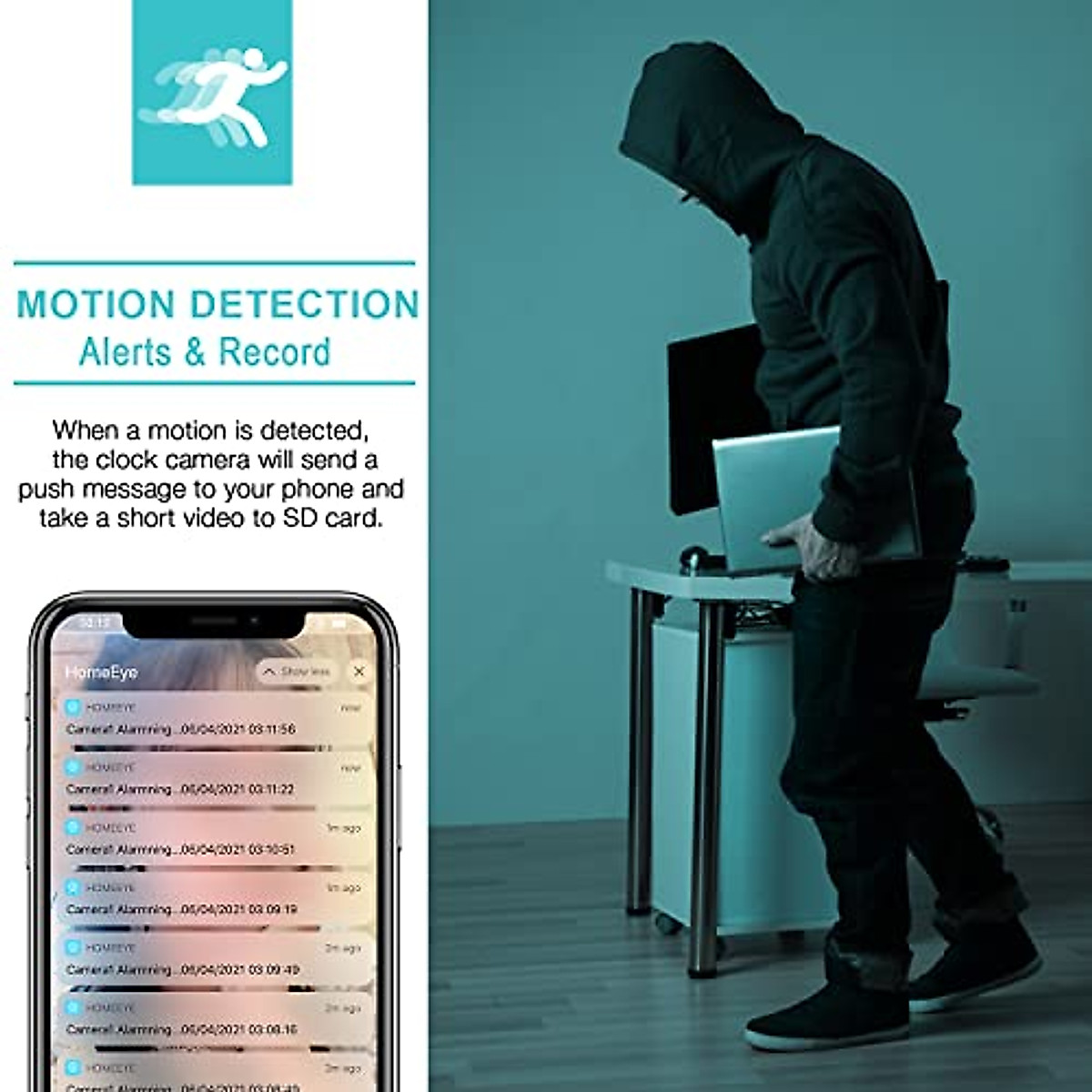 GooSpy Hidden Camera Clock WiFi Spy Camera FHD1080P Wireless Secret Nanny Cam Small Surveillance Security Cams Enhanced Night Vision Motion Detection Alert