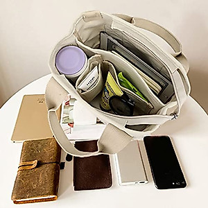 Efilra Multi-Pocket Canvas Tote Bag with Zipper, 2023 New Japanese Handmade Large Capacity Handbag Women's Crossbody Bag (Black-Small)