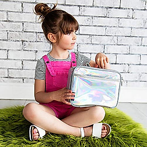 Wildkin Kids Insulated Lunch Box Bag for Boys & Girls, Reusable Kids Lunch Box is Perfect for Elementary, Ideal Size for Packing Hot or Cold Snacks for School & Travel Bento Bags (Holographic)