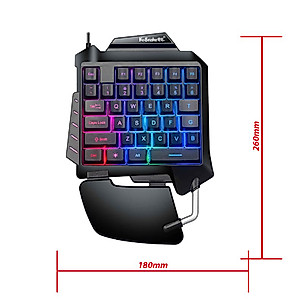 TXYAON One-Handed Mechanical Keyboard Gaming Keyboard Left-Handed Keyboard Cool Backlit Keyboard