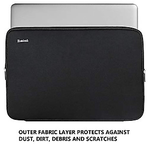 Laptop Sleeve 15.6 Inch, Hsmienk Durable Shockproof Protective Cover Flip Case Briefcase Carrying Computer Bag Case Compatible with 15.6 Inch HP, ASUS, Lenovo, Acer, Notebook, Computer, Black