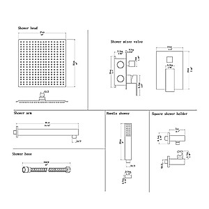 KETIPED Bathroom Wall Mounted Shower System 10 Inches Rainfall Shower Head And Handheld Shower Head Combo Set Rough-in Valve Body And Trim valve Included,HS-010BG