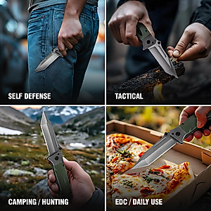 Pocket Knife Spring Assisted Knife - Folding Tactical Knives Japanese Tanto Blade Knives - Ninja Assisted Opening Knife - Best for Camping Hiking EDC Work Knife Birthday Christmas Gifts for Men 6688