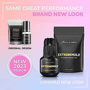 Extreme Hold Eyelash Extension Glue for Professionals | Strongest Black Lash Adhesive for Long Lasting Semi Permanent Individual Lash Extensions | 0.5-1s Fastest Drying & up to 8 Weeks Retention