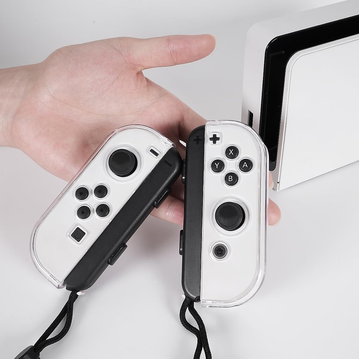 TIKOdirect Transparent Case Compatible with Switch OLED, Dockable Clear Protective Case for Switch OLED, Comfort Grip Case with Shock-Absorption and Anti-Scratch Design, Crystal Glitter