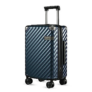 PC Blue Carry On Luggage 22x14x9 - Expandable Hard Shell Suitcase with Spinner Wheels