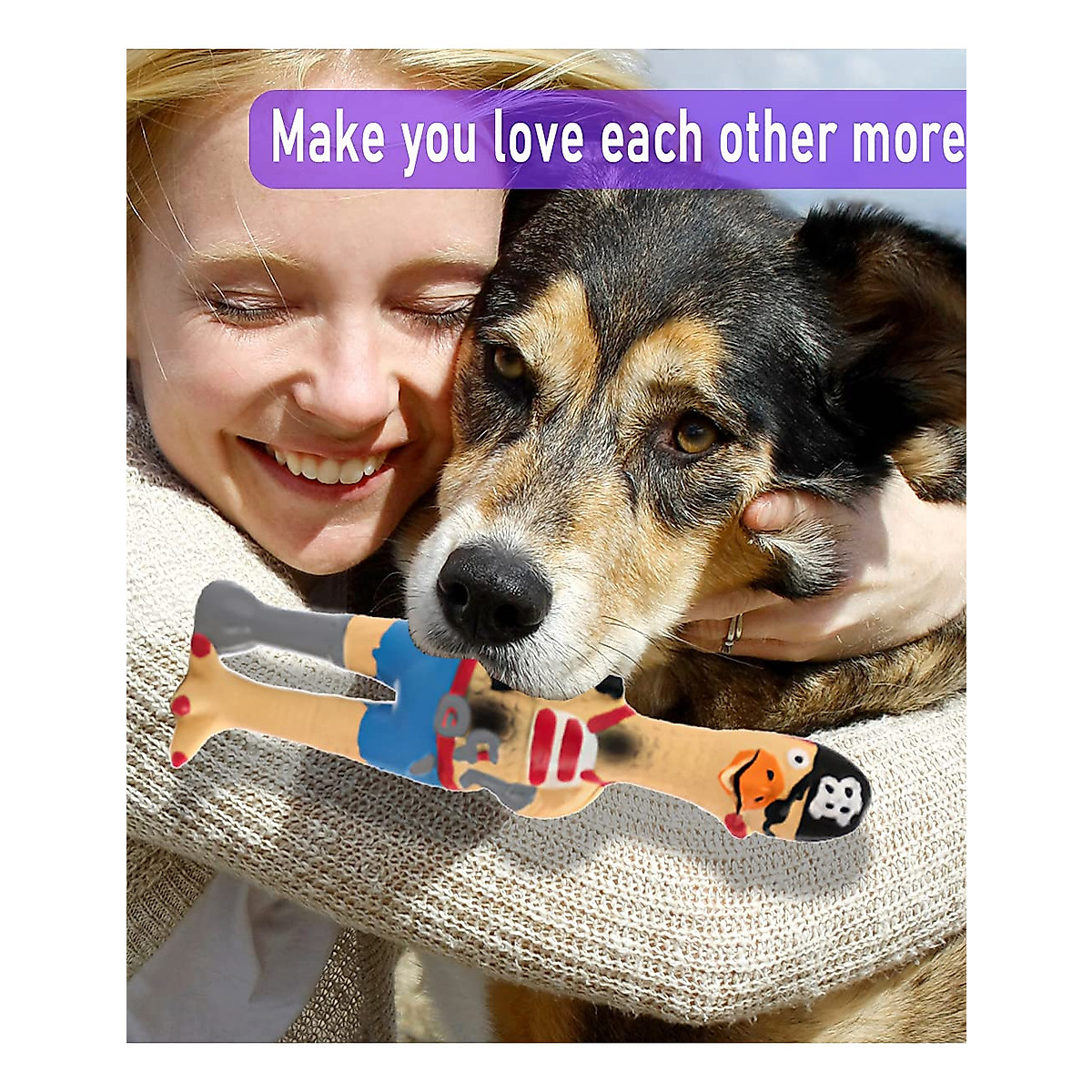 jooee Screaming Rubber Chicken Dog Squeaky Toy, 8.5 Inch Tall, Latex Chew Molar Dog Toy (Pirate)