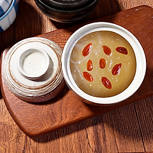 Soup Bowl with Lid, 7.7 OZ Microwave Bowl with Lid, Japanese Bowl with Lid for Soup (White)