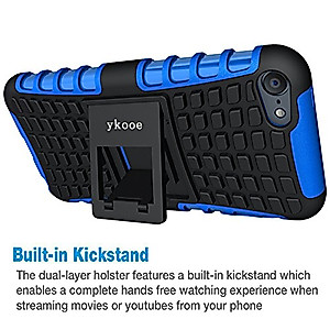 ykooe iPod Touch 7 Case, Touch 6 Case, Touch 5 Case, Heavy Duty Protective Cover Dual Layer Hybrid Shockproof Protective Case with Stand for Apple iPod Touch 5 6 7