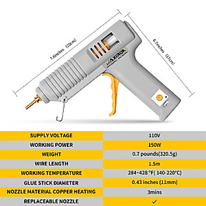 MAXIRON Full Size Hot Glue Gun with 4 Nozzles - 150 Watts Temperature Adjustable Glue Guns with Heating Indicator Light. Heavy Duty Glue Gun Kit for Crafting,Wood,PVC,Glass,Home Repair.