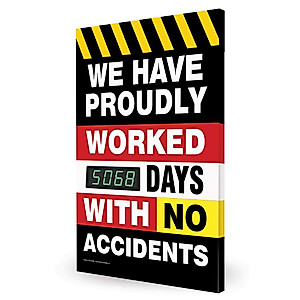 ComplianceSigns.com We Have Proudly Worked__ Days With No Accidents Digital Safety Scoreboard, 28x20 inch Aluminum