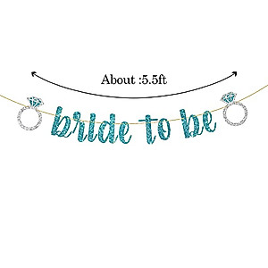 WeBenison Bride to Be Banner, Bride Shower Party Supplies, Engagement Bachelorette Wedding Party Decorations Blue Glitter