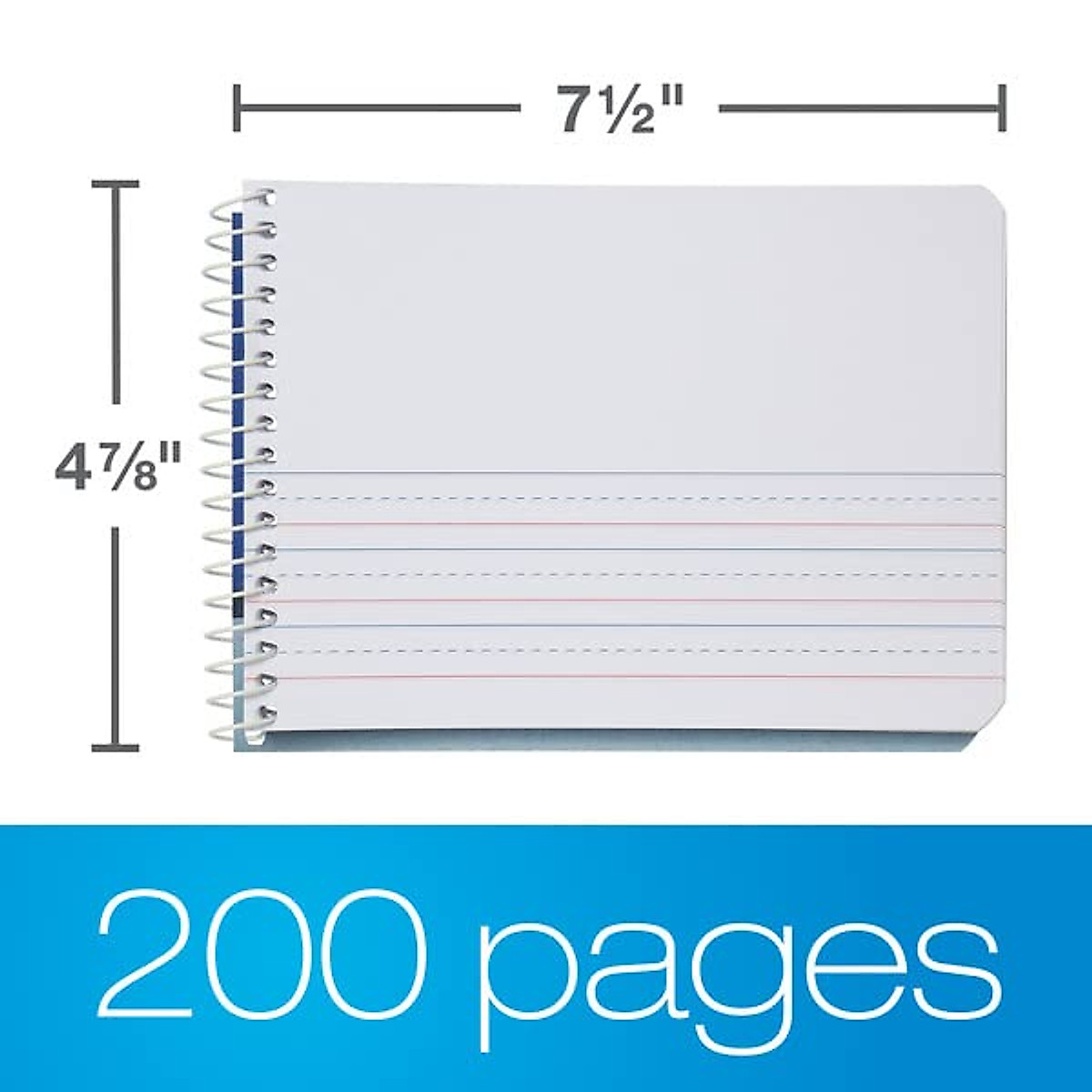 Oxford Jr. Primary Composition Spiral Notebooks, Half Size, 4-7/8 x 7-1/2 Inches, Kids Handwriting & Drawing Story Journal, Pre-K, Grades K-2, 100 Sheets/200 Pages, 3 Pack, Red, Yellow, Blue