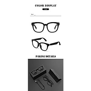 Smart Music Call Glasses Waterproof and Dustproof Anti -Blue Light Navigation Intelligent Voice Siri Awakening Sunglasses ABS Frame Personalized Headset (Round-Sunglasses)