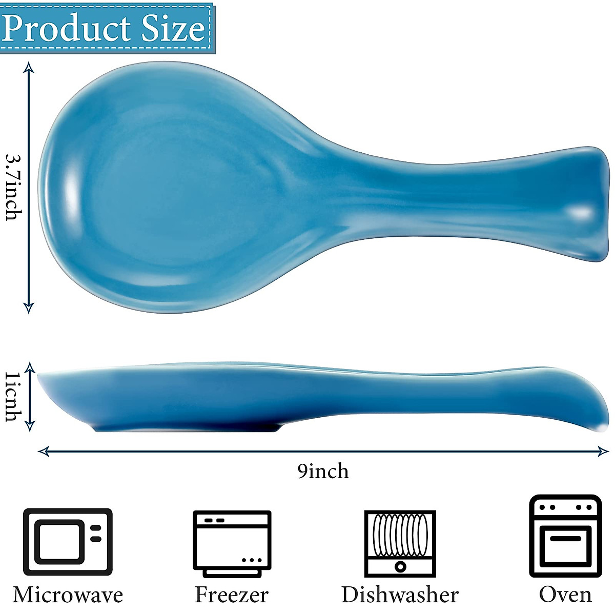 Patelai Ceramic Spoon Rest Spoon Holder Stovetop Spoon Holder for Kitchen Stove Coffee Bar Accessories (Blue)