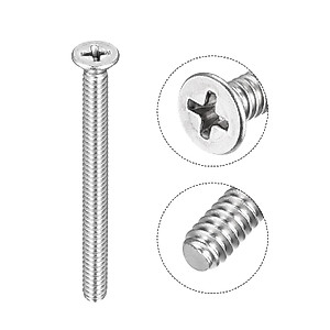 uxcell 10#-24x2-1/4" Flat Head Machine Screws Phillips 304 Stainless Steel Bolts 25pcs