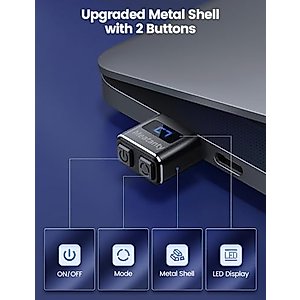 Meatanty Metal Tiny Mouse Jiggler, USB Mouse Mover Undetectable, Automatic Shaker with Separate Mode and ON/Off Buttons, Mouse Moving Device LED Screen, Wiggler Giggler Keep Computer/PC/Laptop Awake