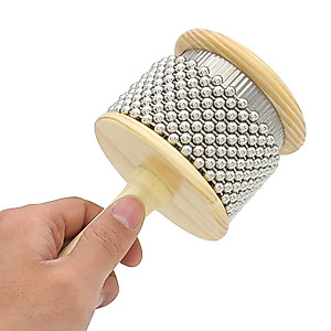 Mowind Wooden Cabasa Hand Shaker Percussion Instrument with Metal Beads for Classroom Band 3.4" Size
