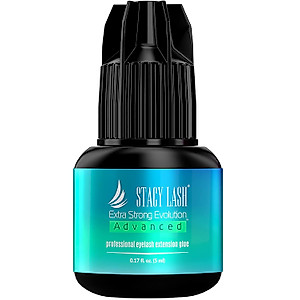 Stacy Lash Extra Strong Evolution Advanced Eyelash Extension Glue (0.17fl.oz/5ml)/ 1Sec Dry /6Weeks Retention/Black Adhesive/Professional Supplies