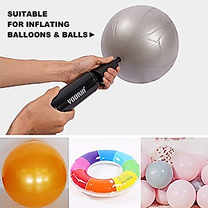 Exercise Ball Pump, Hand Air Pump for Stability Workout Yoga Ball, with 2 Plugs for Valve & 1 Plug Remover for Easy Deflation (Hand Pump)