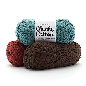 Premier Yarns Chunky Cotton Yarn, Ideal Yarn for Crocheting and Knitting, Super Bulky Yarn, Machine-Washable, Mustard, 3.5 oz, 50 Yards
