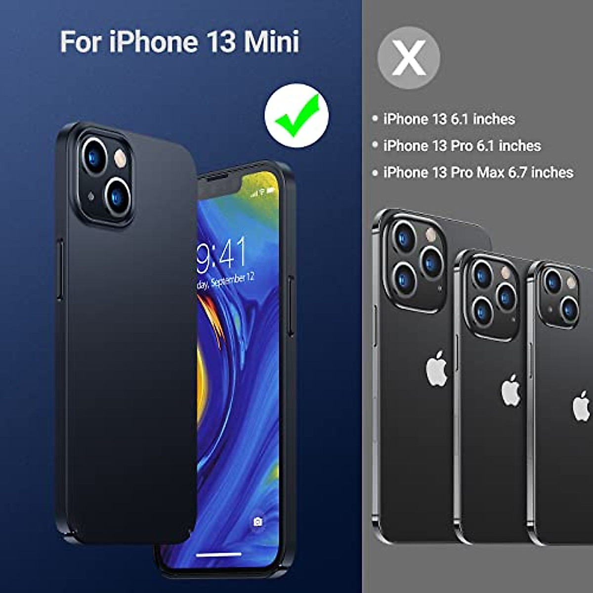 TORRAS Slim Fit for iPhone 13 Mini Case, Ultra-Thin Velvety Touch Secure Grip Case for iPhone 13 Mini Case Scratch-Resistant Slim Hard Plastic iPhone Mini 13 Case Protection Cover,Matte Black
