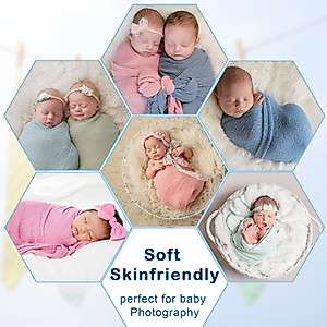 6 Pcs Baby Wrap Newborn Baby Knit Stretch Wrap Baby Blankets Unisex Newborn Photography Wraps Props Baby Swaddle Wrap Nursery Swaddling Blankets Receiving Blankets for Infant Babies, 64 x 16 Inch