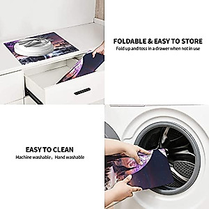 Galaxy Stars Hills Printed Drying Mat For Kitchen Ultra Absorbent Microfiber Dishes Drainer Mats Non-Slip Silicone Quick Dry Pad - 18 X 16inch