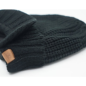 Home Prefer Men's Winter Hat Warm Wool Acrylic Fleece Knit Beanie Cap Outdoor Newsboy Beanie Black