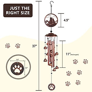 Iwaiting Outdoor Cat Wind Chimes for Outside with Relaxing Rich Sound, Memorial Windchimes Gifts for Mom,Great Gift for Your Own Patio, Porch, Garden, and Backyard.