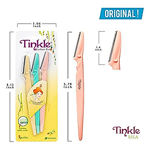 Dorco Tinkle Eyebrow Razor, Hair Trimmer Shaver and Tough Up Tool, Facial Razor with Safety Cover, 6 Razors | Dermaplaning Razor Tool | Skincare Party Favors | Dermaplaning Tools Beauty Stocking Stuffers Gift