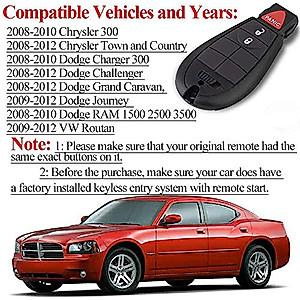 Key Fob Compatible for 2008-2012 Dodge Challenger,2008-2010 Dodge Charger Keyless Entry Remote Car Key Fob Replacement for M3N5WY783X IYZ-C01C
