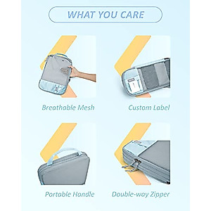 Compression Packing Cubes for Suitcases, BAGSMART 4 Set Travel Organizer Cubes for Travel Essentials, Expandable Luggage Suitcase Organizer Bags Set, Lightweight Packing Organizers as Travel Accessories for Women / Men