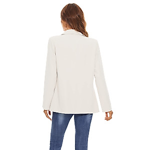 YAMANMAN Women's Casual Blazers Long Sleeve Open Front Lapel Collar Work Office Blazers Jacket with Pockets White