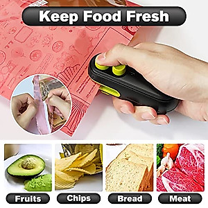 SUNALETTA Chip Bag Sealer, Handheld Bag Heat Vacuum Sealer Rechargable, Portable Bag Resealer Mini Sealing Machine for Plastic Bags Chip Bags Food Storage - Black
