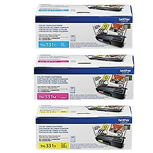 Brother Genuine TN331C, TN331M, TN331Y Color Laser Cyan, Magenta and Yellow Toner Cartridge Set