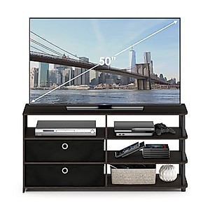 Furinno JAYA Simple Design TV Stand for up to 55-Inch with Bins, Walnut