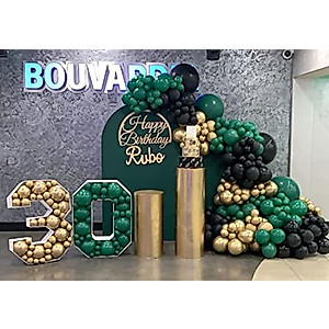 Enanal 147pcs Green Gold Balloon Garland Arch Kit, Dark Green Black and Chrome Gold Latex Balloons with BoBo Balloons for Birthday Wedding Anniversary Graduation Party Decorations (Green)