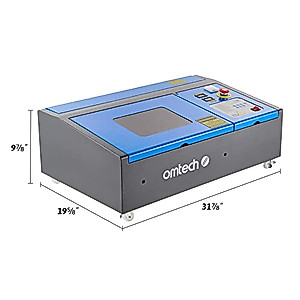 OMTech 40W Laser Engraver, 8"x12" Desktop K40 Laser Engraving Machine, 200x300 Laser Etching Machine with Red Dot Pointer LCD Panel Software Bundle Water Pump Exhaust Pipe for Wood Acrylic Fabric More