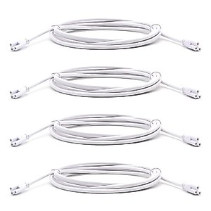 10FT (118-7/64") T5T8 Tube Light Fixture LED Linkable Cord, Double end Connector Cable, Power Extension Wire for LED Integrated Single Fixture, Shop light, Garage Light, Under Cabinet Light, Pack of 4