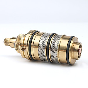 Shower Mixer Cartridge, Thermostatic Mixing Valve Spool Faucet Replacement Parts for Water Temperature Valve Mixer, Copper Brass Thermostat Adjust Bath Tap Repair Kit Assembly