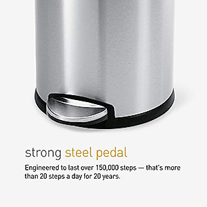 simplehuman 4.5 Liter Bathroom Trash Can, White Steel