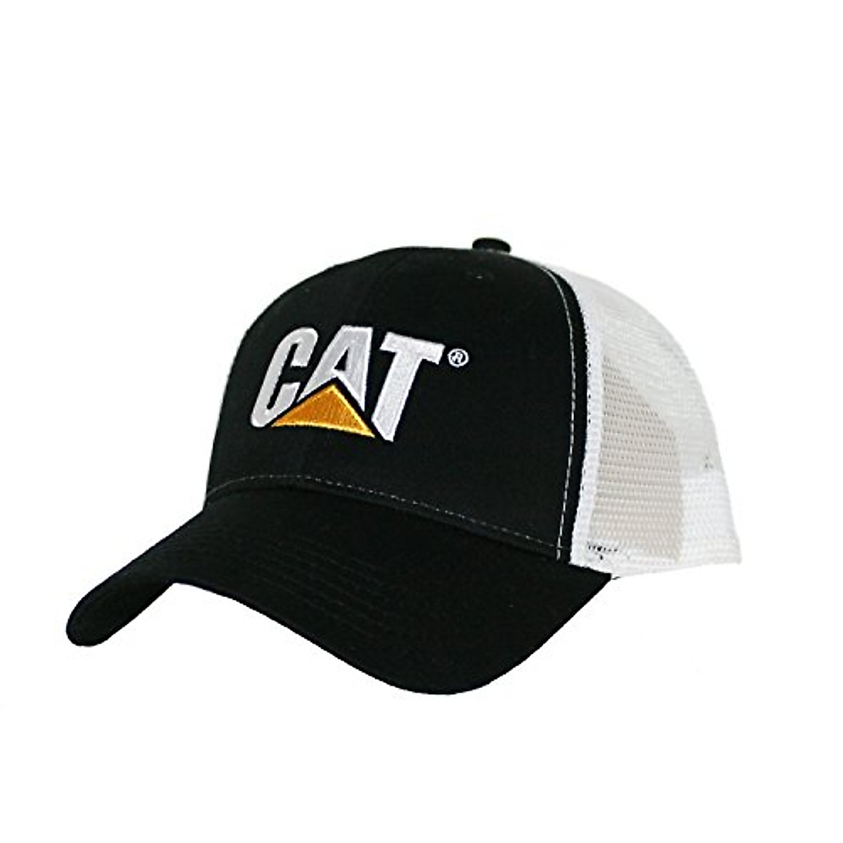 Caterpillar CAT Black & White Twill Mesh Snapback Cap