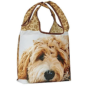 O-WITZ Reusable Grocery Bags | Vibrant Tote Bag For Groceries, Gym, Beach Gear, Toys & More | Washable Design With Large Handles For Maximum Convenience | Folds Into A Small Pouch, Dog Goldendoodle